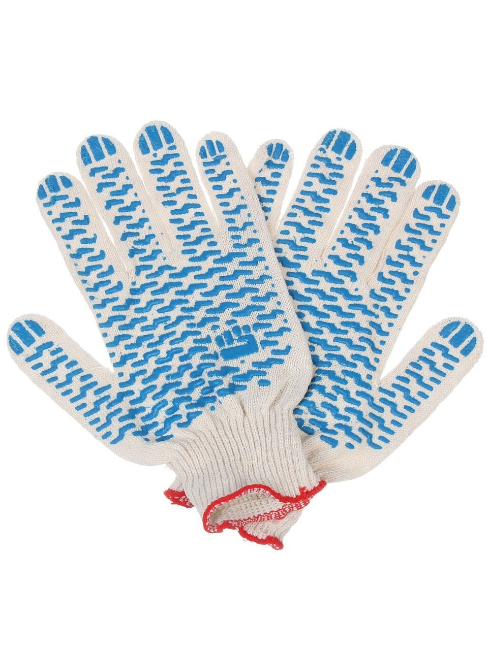 Перчатки рабочие х/б с ПВХ покрытием Волна, размер M, 10 класс вязки, 4 нити, белые, Фабрика перчаток