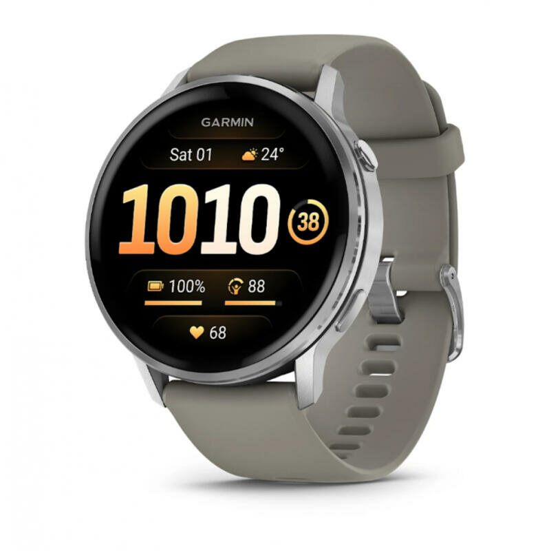 Часы Garmin Venu 4 45mm, Silver with Silver Grey Silicone Band (Серый)