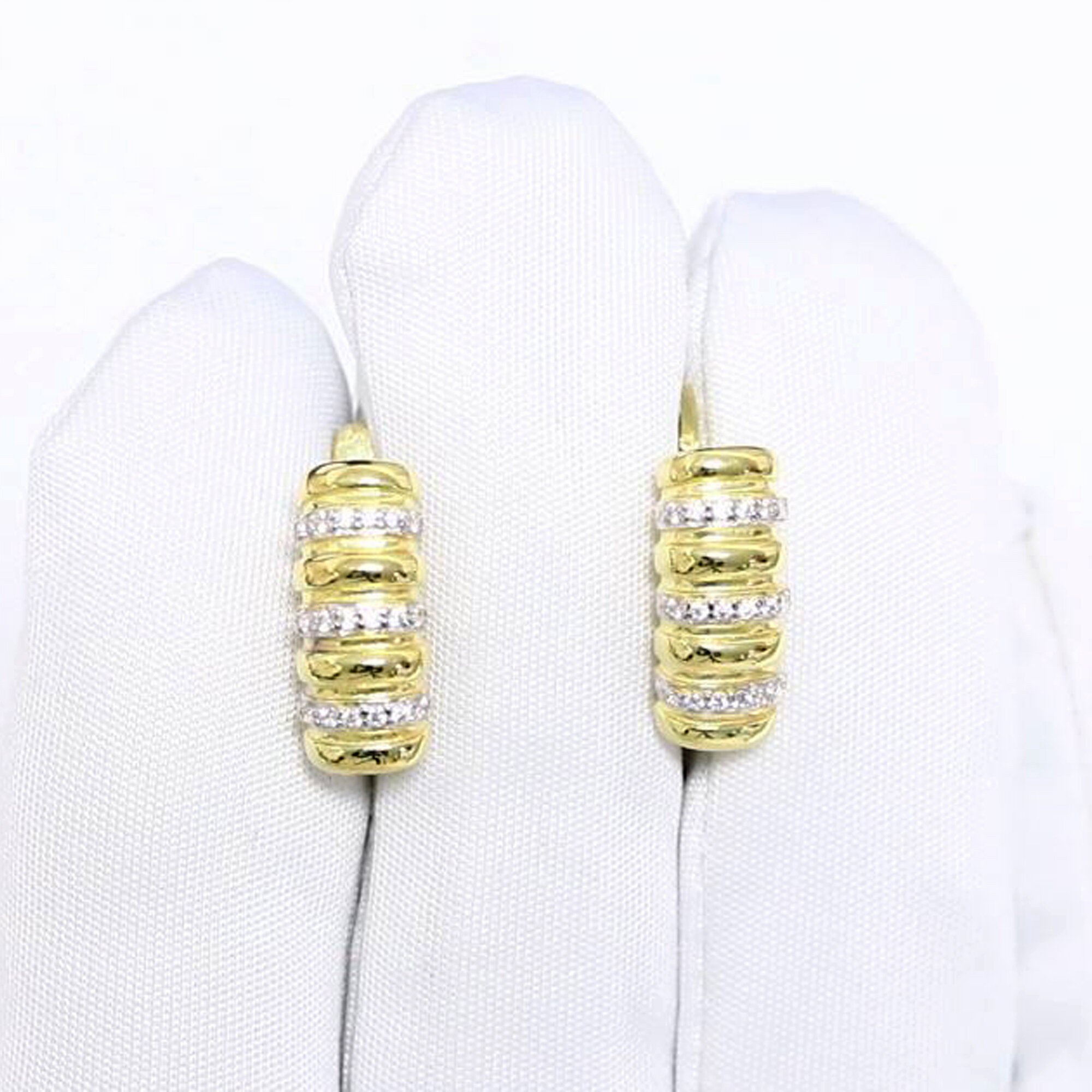 Серьги, серебро, 925 проба, золочение, фианит