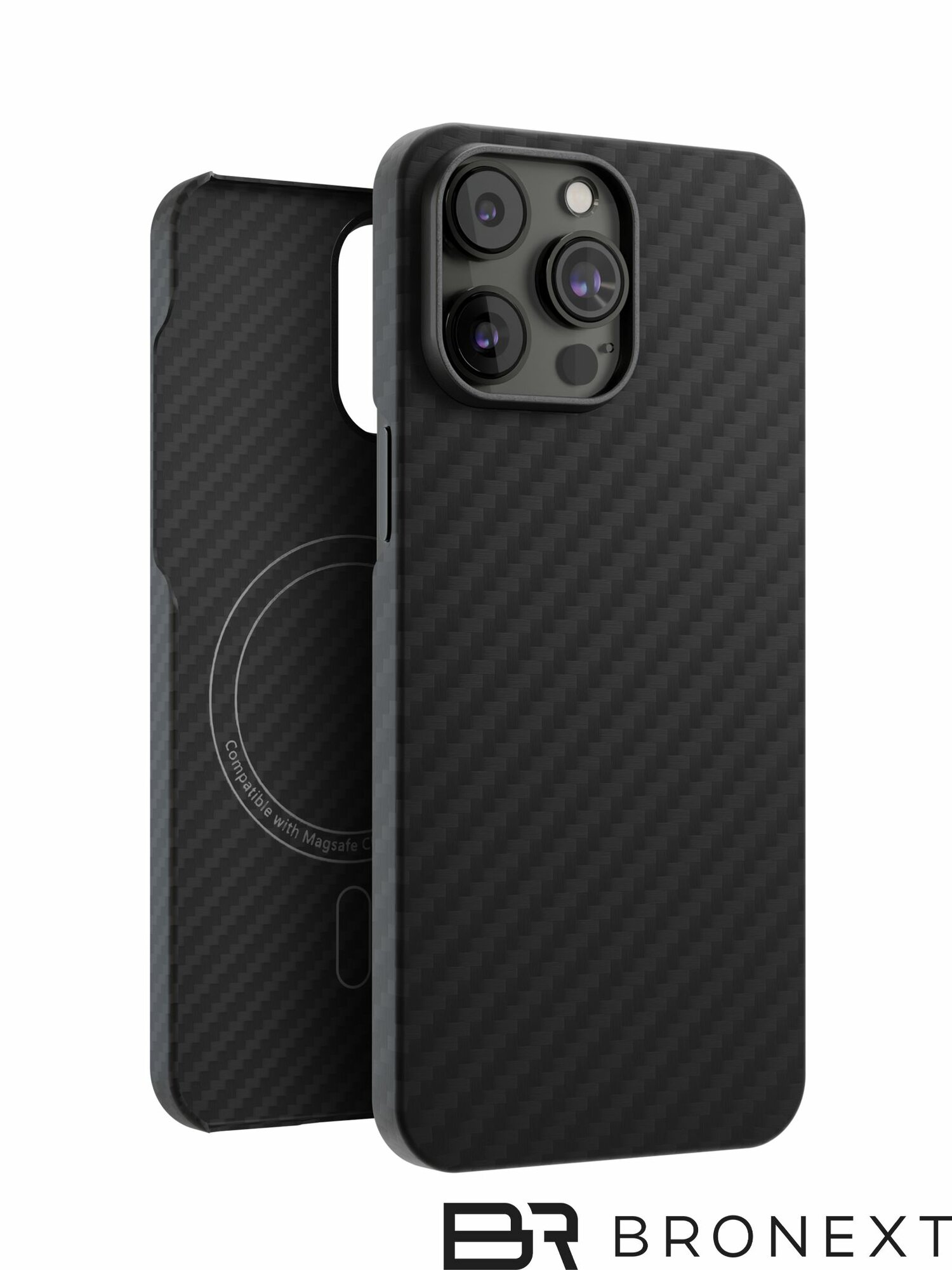 Карбоновый чехол на Айфон 15 про макс, magsafe, кевларовый