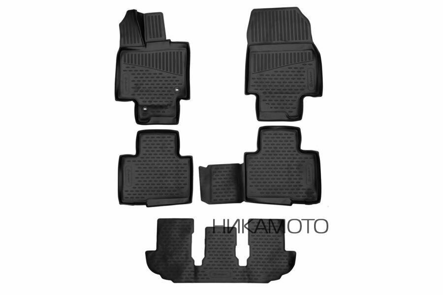 ELEMENT-AUTOFAMILY ELEMENT3DA0N174210K Коврики 3D в салон для TOYOTA Highlander 2019- Внед, 5шт. (полиуретан) / Тойота Хайлендер