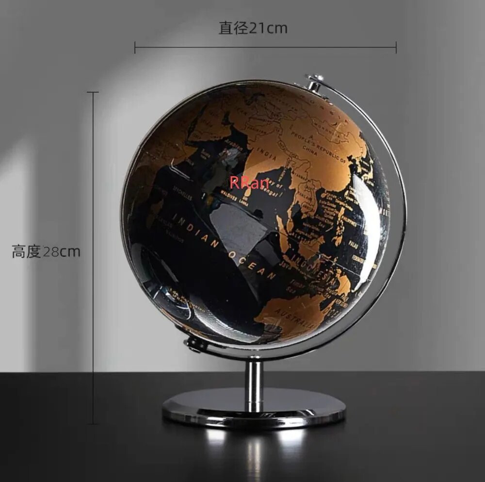 Глобус декоративный настольный золотой черный с подставкой диаметр 21 см высота 28 см