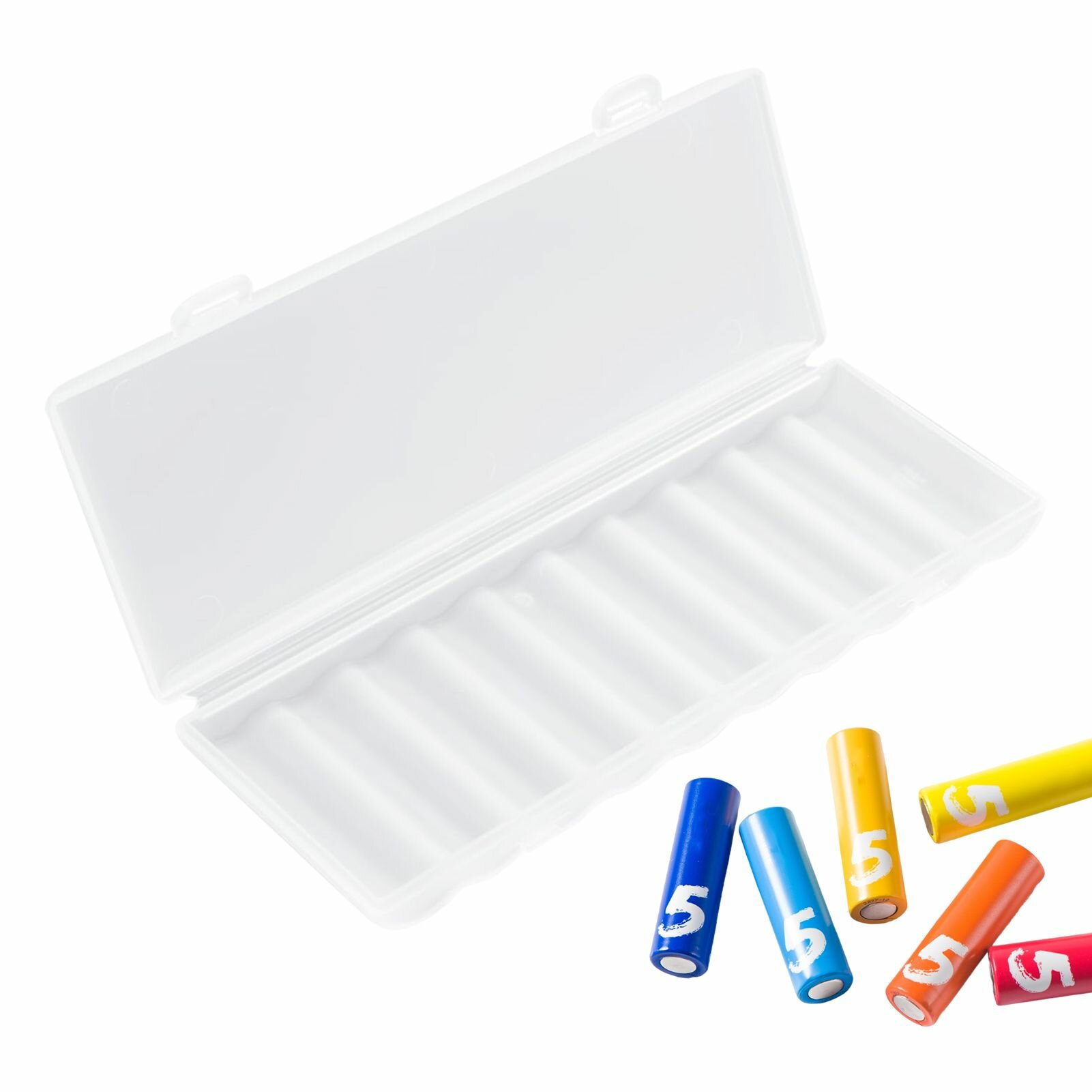 Бокс кейс футляр коробка для батареек AA и AAA на 10шт (белый)