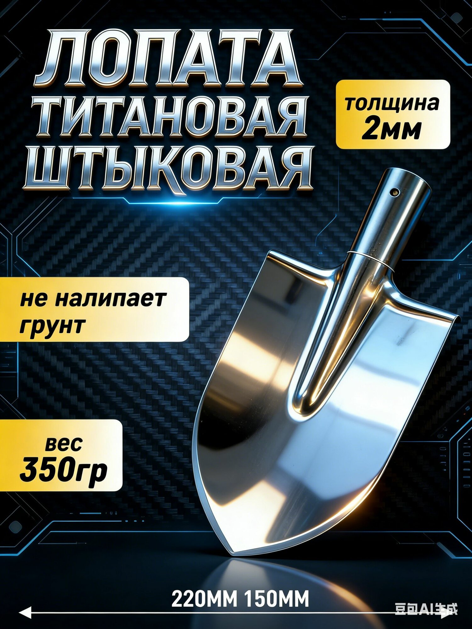 Лопата штыковая, универсальная 15 см