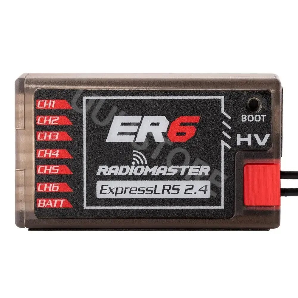 Radiomaster ER6 ExpressLRS 2.4GHz приемник для радиоуправляемых моделей машинок, красный цвет