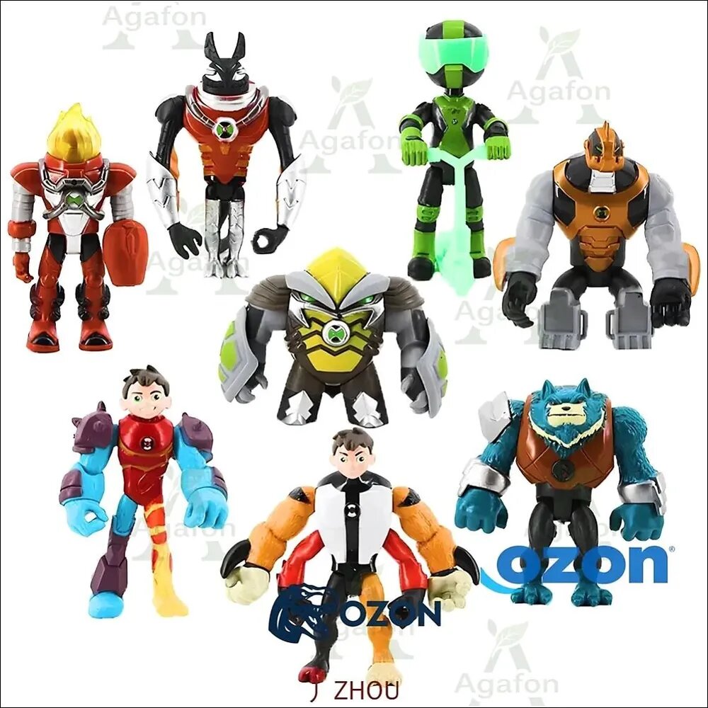 Набор фигурок Бен 10 Ben 10 8шт 10-12см, пакет Фигурки игрушки для мальчиков
