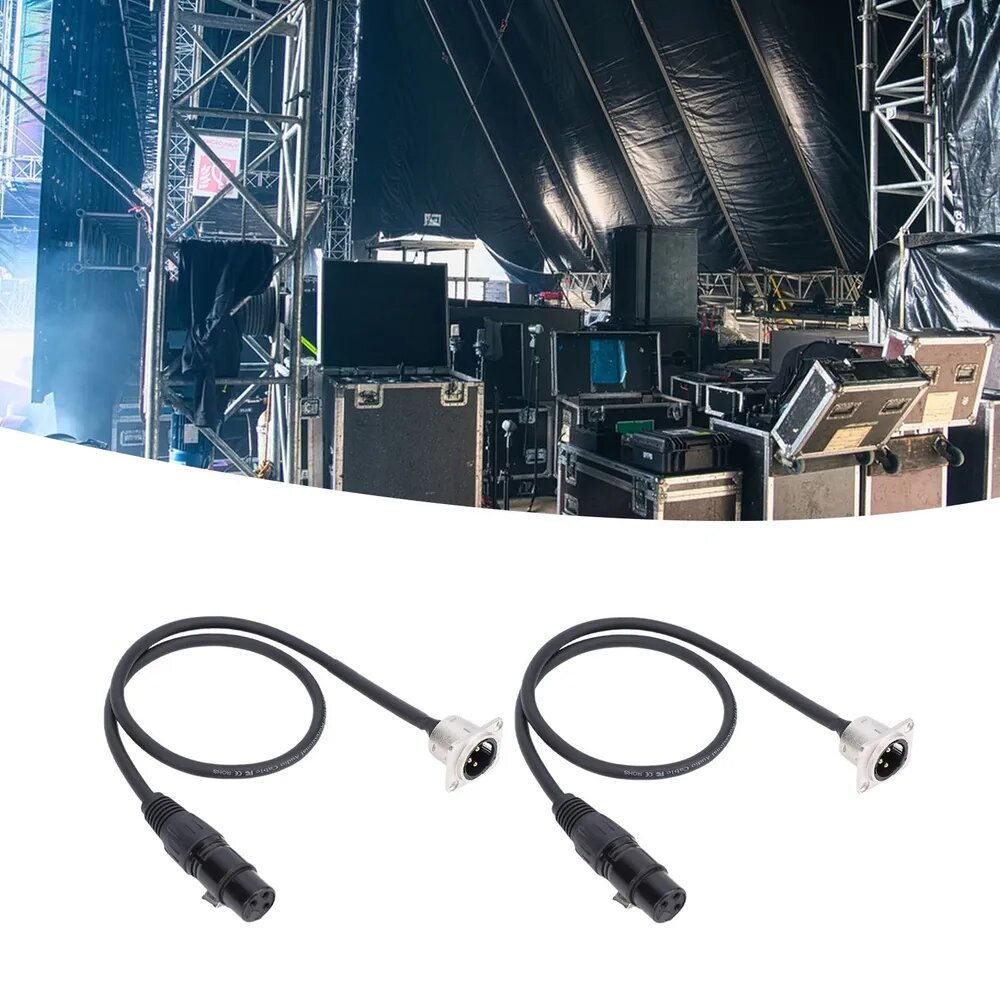 Аудиокабель XLR черный для микрофонов, сценического освещения, микшерных пультов