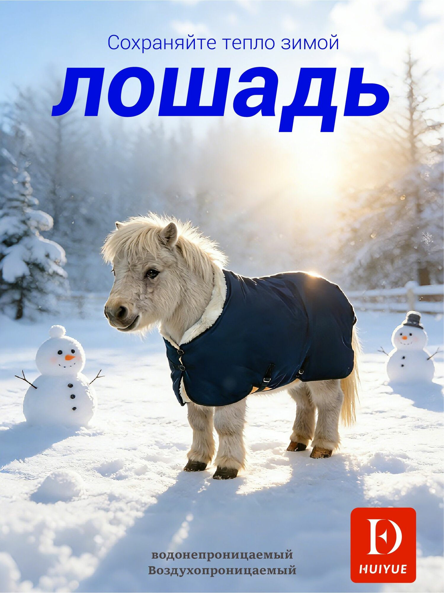 Зимняя одежда для лошадей синего цвета
