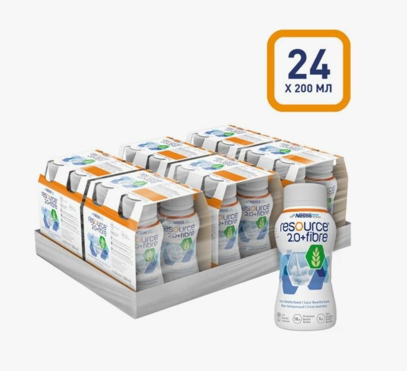 Cмесь Resource 2.0+Fibre Nestle(Ресурс 2.0 + Файбер Нестле) - 24 шт. х 200мл.