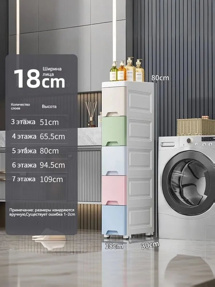 Комод для ванной комнаты 18х30x79 см, белый, из ДСП