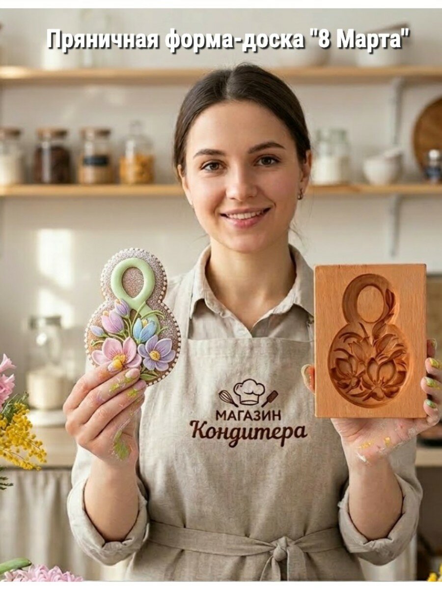 Пряничная форма-доска "8 Марта" подходит для изготовления пряников