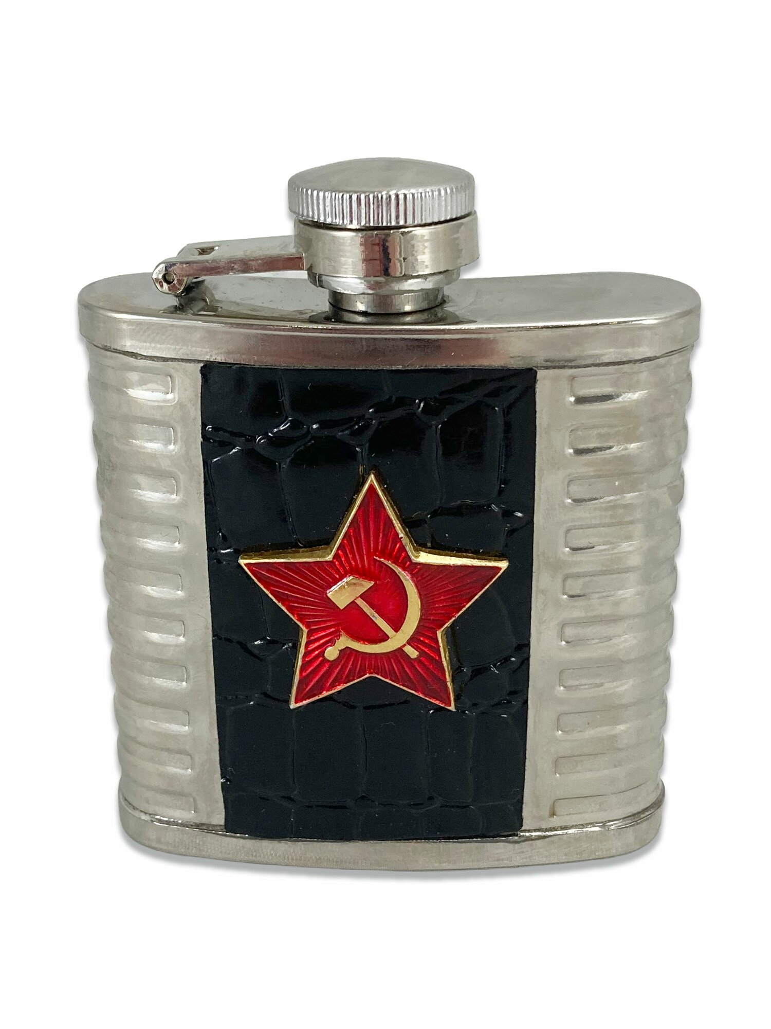 Фляжка металлическая 100 мл. Красная Звезда на черном фоне
