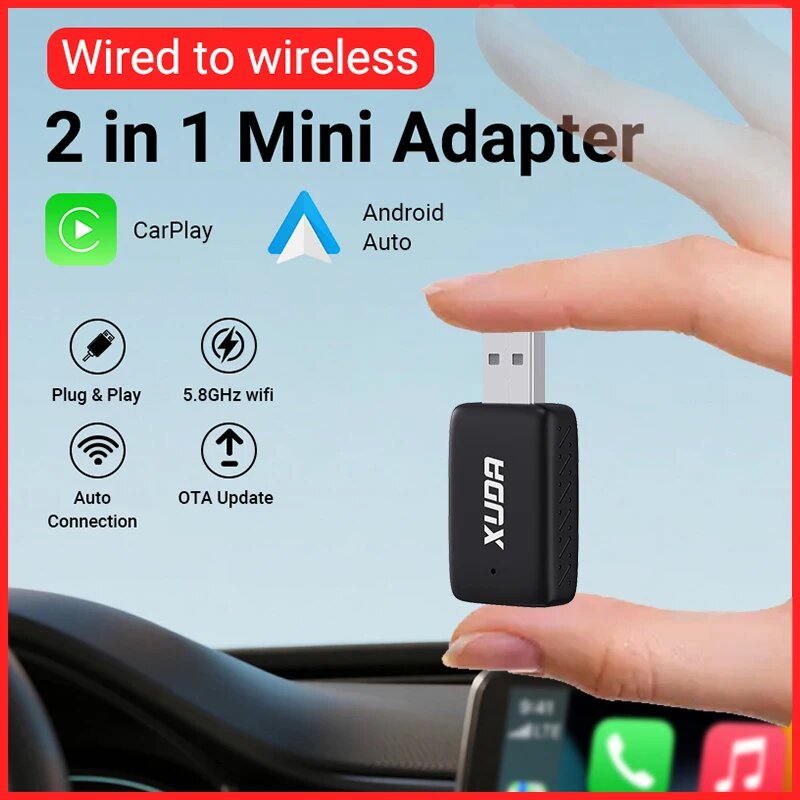 Мини-адаптер XUDA 2-в-1, Проводной И Беспроводной CarPlay И Android Auto