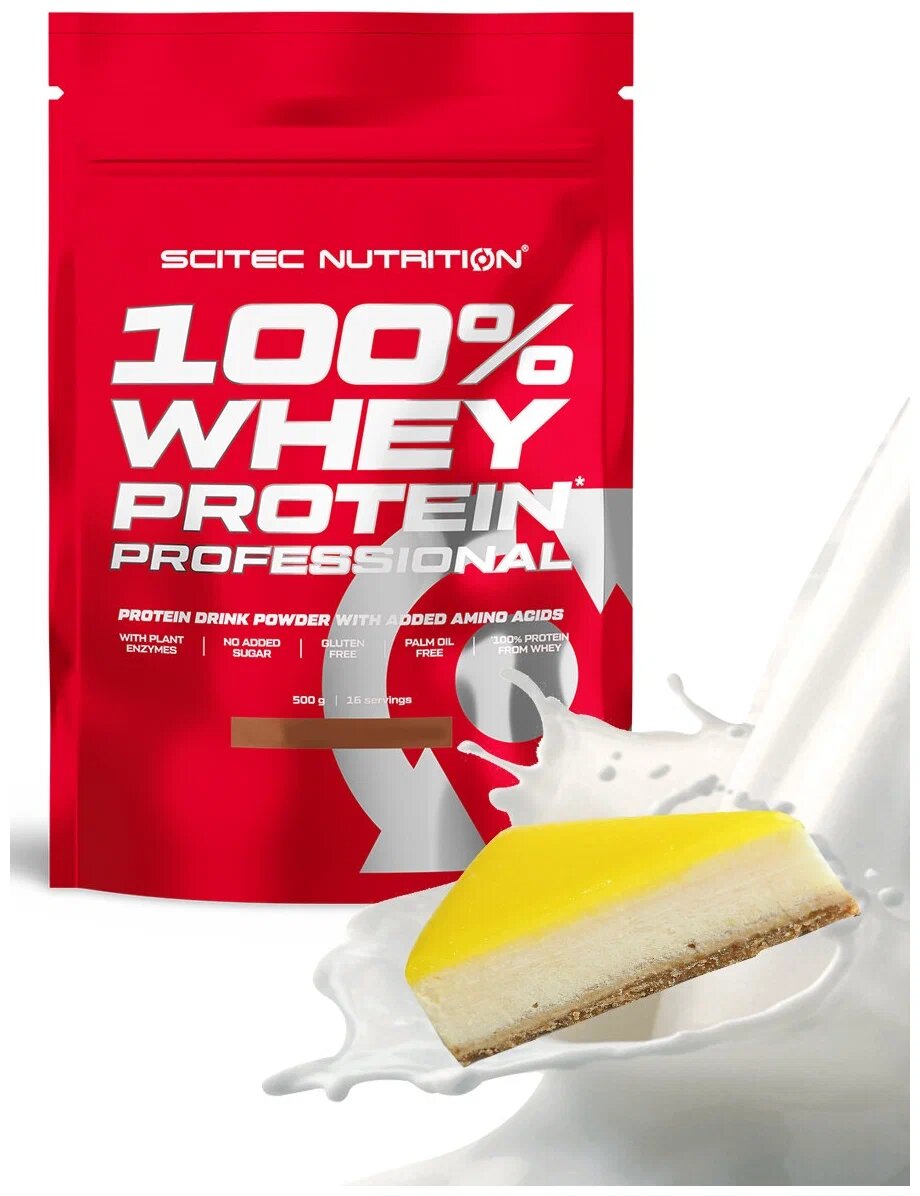 Протеин сывороточный Scitec Nutrition 100% Whey Protein Professional лимонный чизкейк 500 гр
