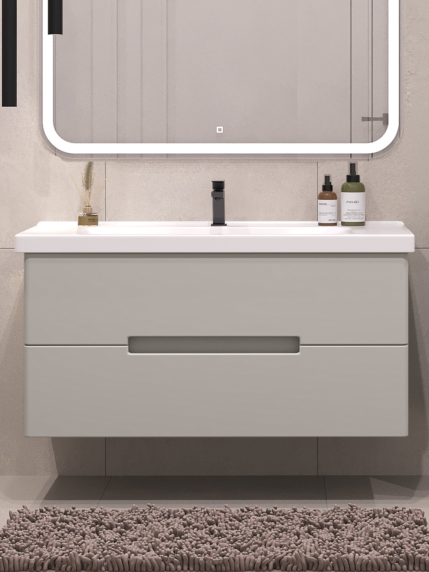 Тумба подвесная SanStar Ориана 100 Без раковины для ванной комнаты, Грей