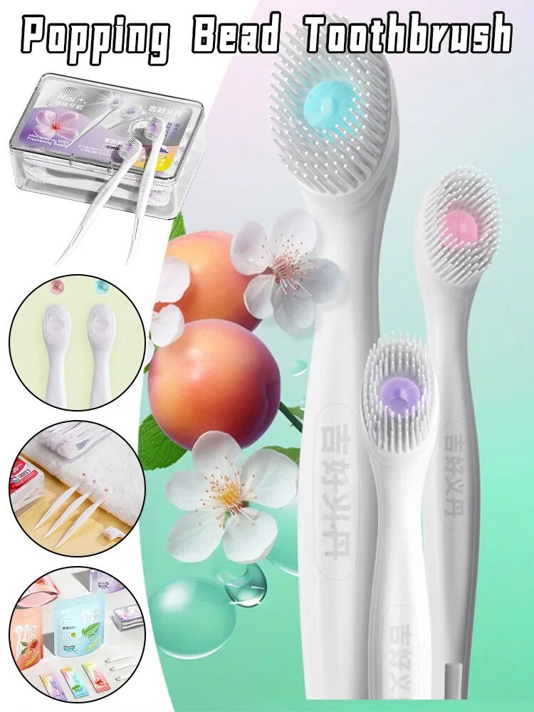 Одноразовая мини зубная щётка с капсулами, ароматизированная, для путешествий, мята / персик улун / жасмин, 1/20/24 шт