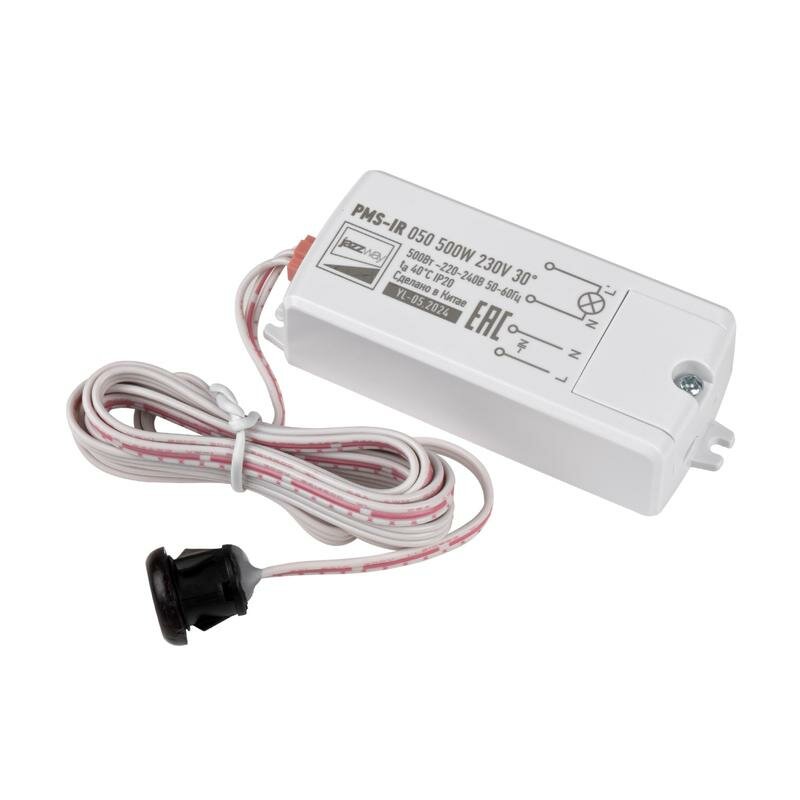 Датчик движения PMS-IR 050 500Вт 230В 30град. WH IP20, JAZZWAY 5059092 (1 шт.)