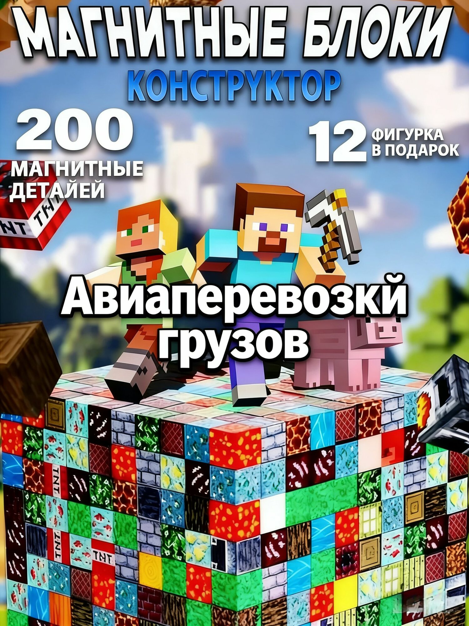 Майнкрафт, магнитные строительные блоки, сделай сам, 200 шт.12 кукол, в подарочной коробке, подарки для детей
