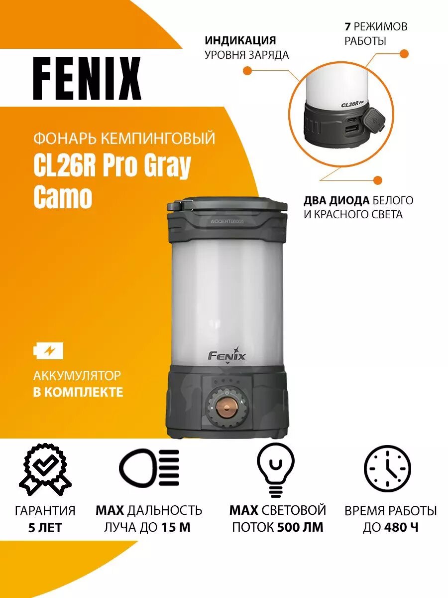 Фонарь кемпинговый аккумуляторный светодиодный ручной Феникс