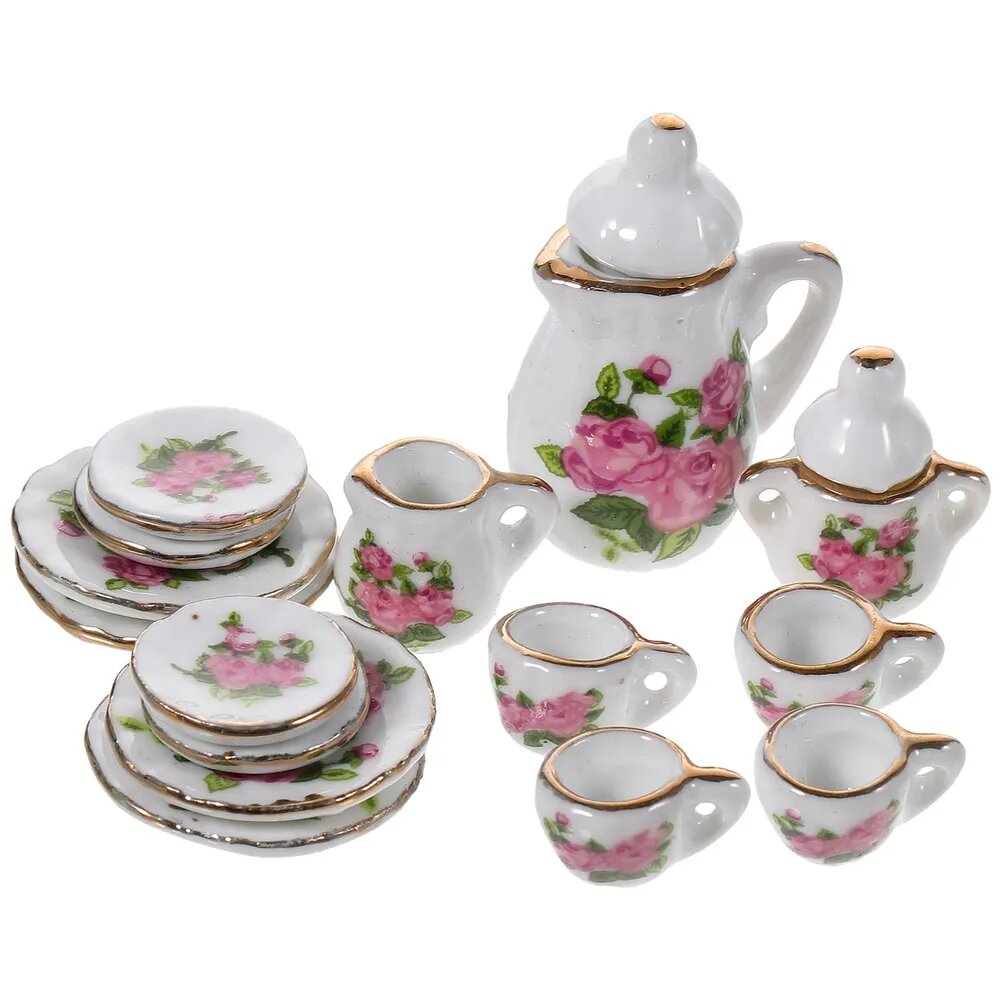 Набор Миниатюрной Чайной Посуды, Из Керамики, Для Декорации Домиков
