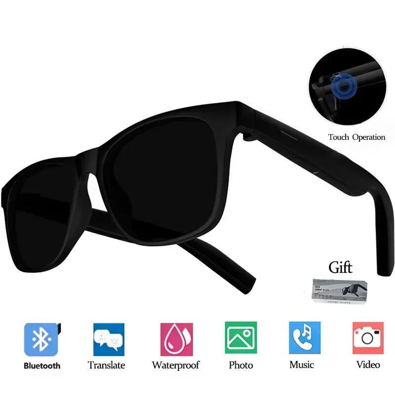 Умные очки Xiaomi AI с поддержкой 8K, дистанционным управлением, сенсорным управлением камерой, записью видео, функцией перевода, голосовым помощником и беспроводным Bluetooth-подключением.