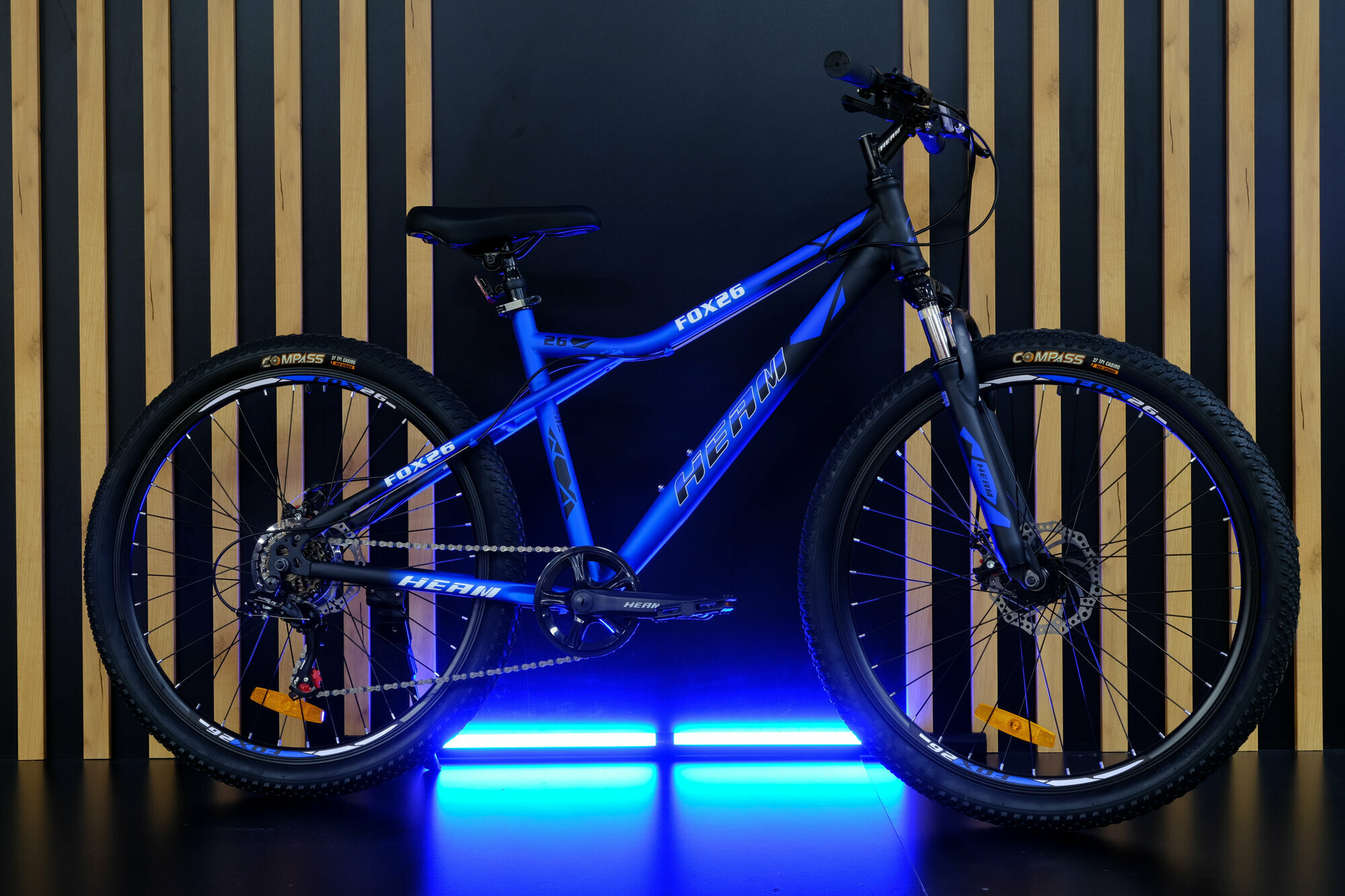 Велосипед Heam Fox 26, черно-синий под рост 155-170, горный MTB, 26х1,95, двойной обод, 6 скоростей