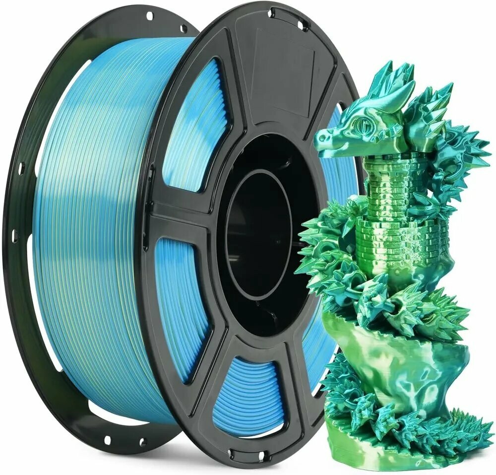 Для 3D принтер PLA пластик (Filament Пруток) глянцевый для 1,75 мм двойная/Трехцветная/ Разноцветная нить Silk 1кг