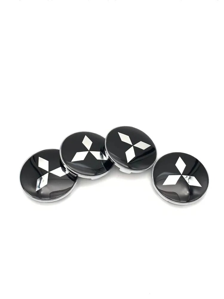 Колпак ступицы колеса Mitsubishi, 4 шт. Заглушки на диски 60 мм Черные