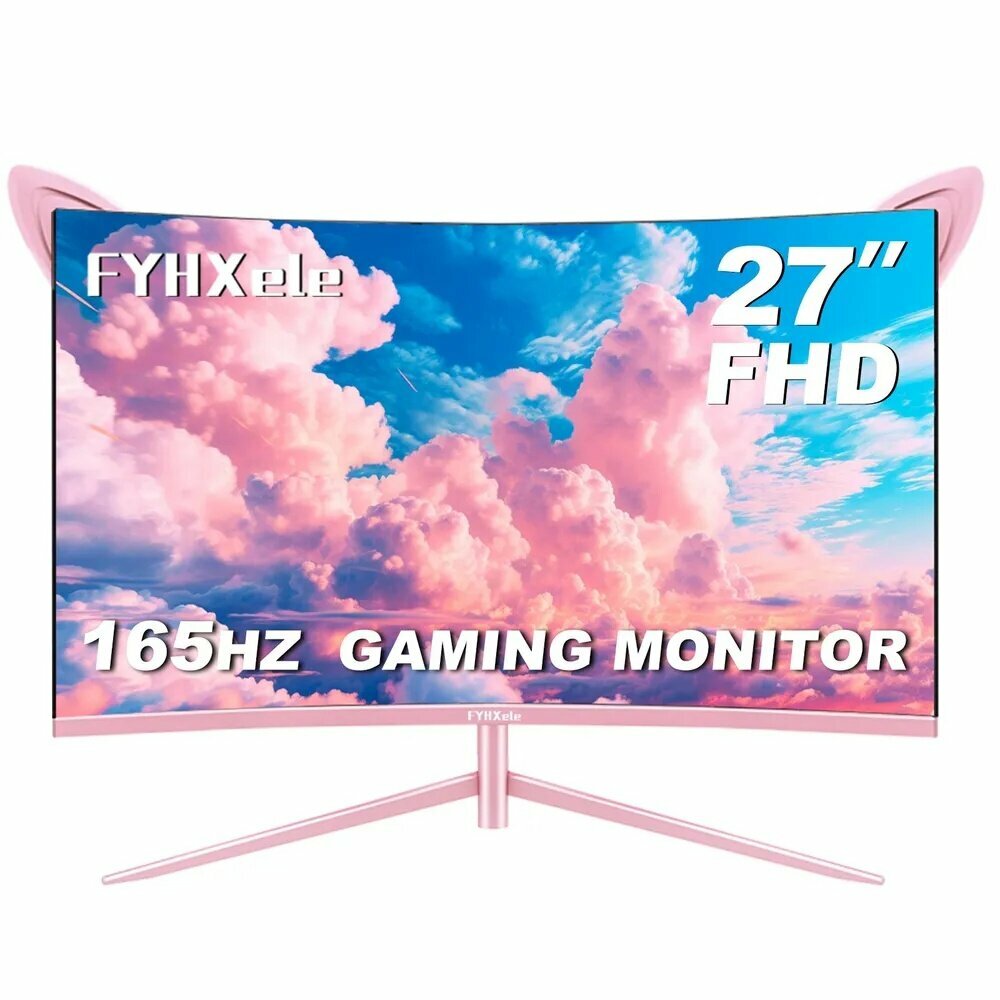 FYHXele 27" Монитор 27-дюймовый изогнутый игровой монитор 165 Гц розовый 1K 1800R VA 1 мс , розовый