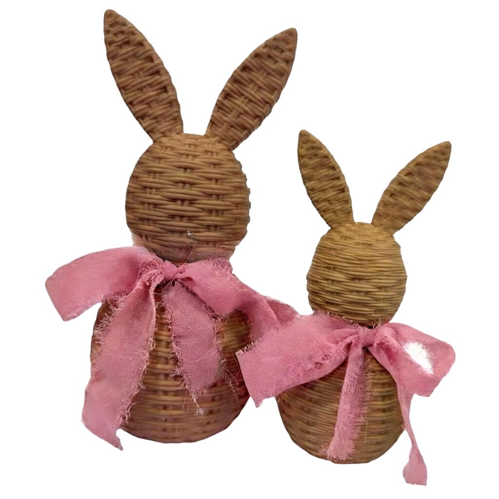 2 части пасхального украшения имитация ротангового кролика украшение домашнего рабочего стола decoration-розовый