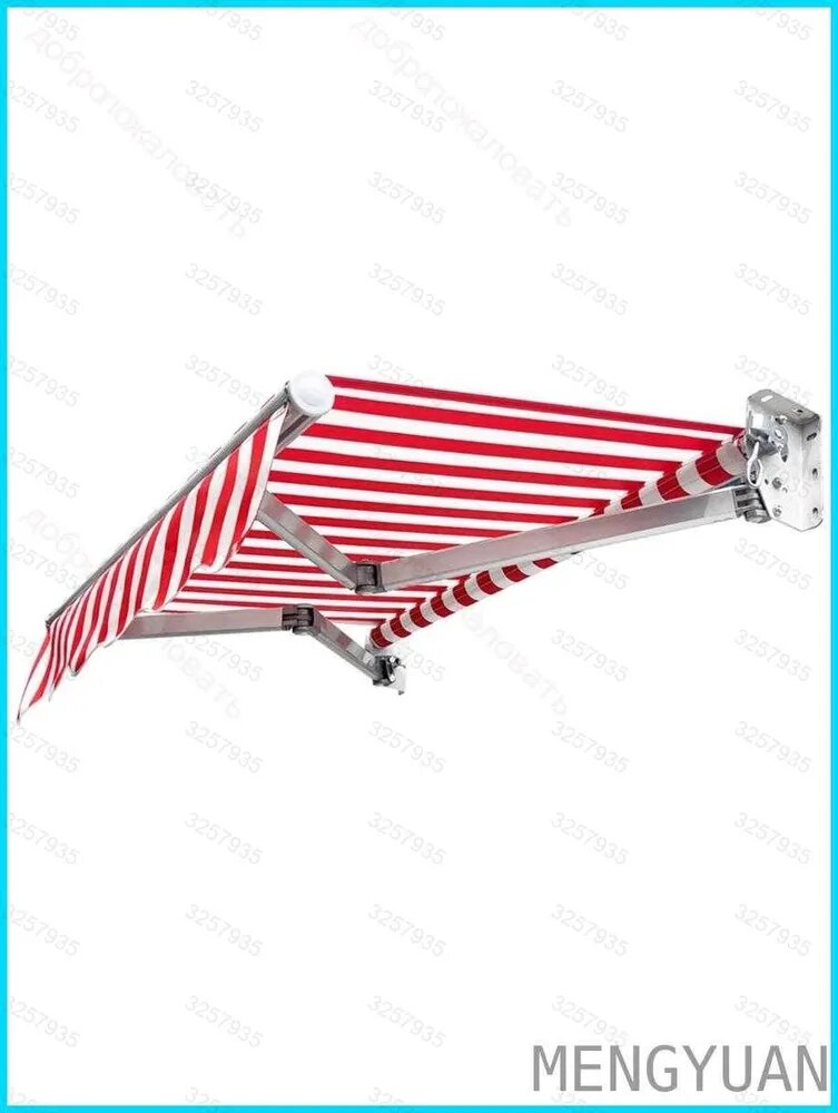 Маркиза навес выдвижная, Тент садовый, полоса, брезентпвс, красный/белый, выдвижной
