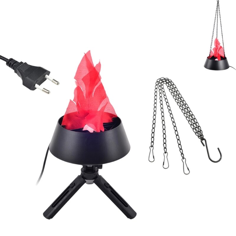 Декоративный Светильник на Хэллоуин с Реалистичным Эффектом Огня, Мерцающим Пламенем, Светодиодной Лампой, Настольными Украшениями, Атмосферным Освещением