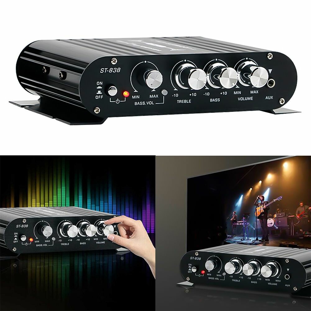 Усилитель аудиосистемы ST-838, 12 В, черный, с низким уровнем искажений