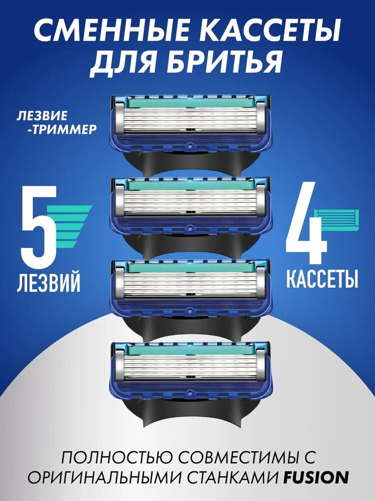 Кассеты для бритья сменные лезвия с триммером
