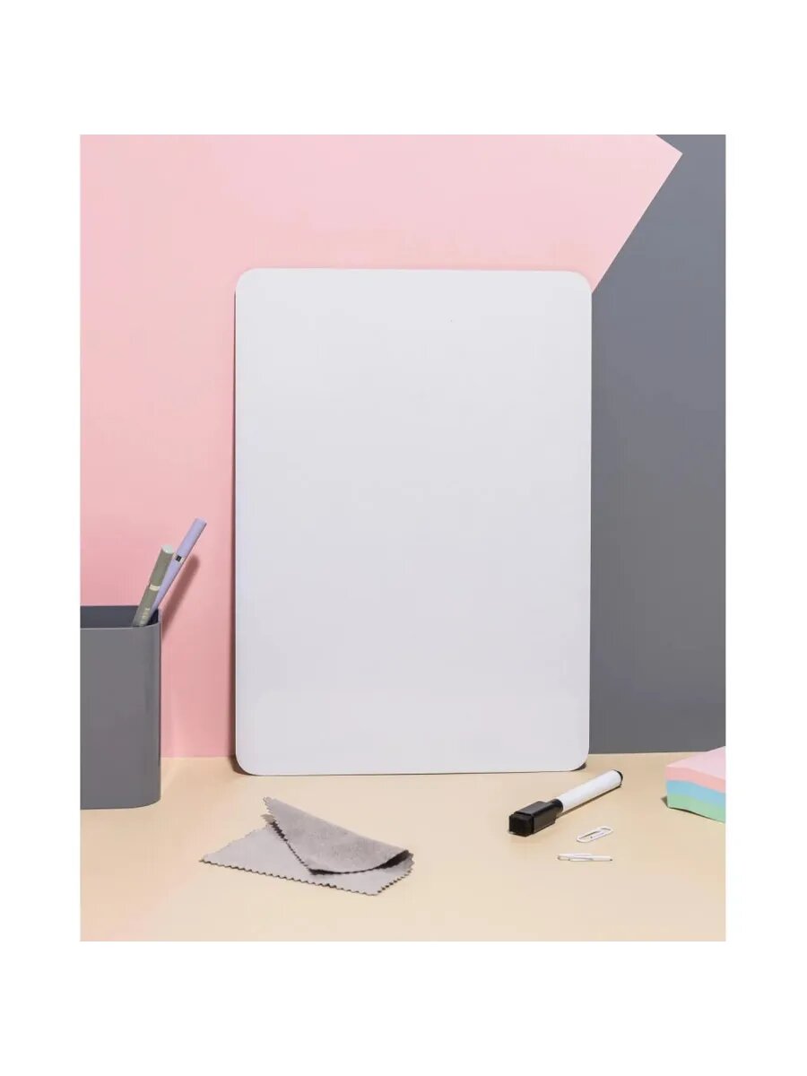 Двусторонняя маркерная доска А4 с маркером и салфеткой