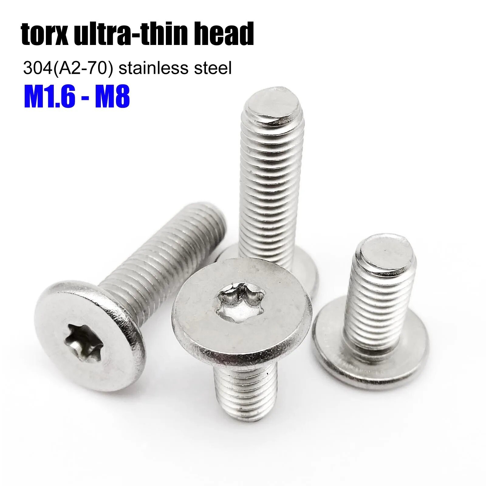 HZYUEGOU Нержавеющие шестигранные болты Torx с ультратонкой головкой M1.6 M2 M2.5 M3 10pcs M6, 12mm