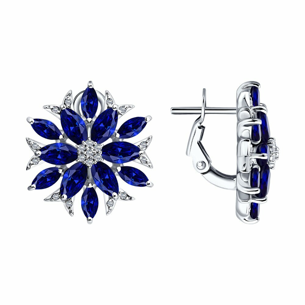 Серьги, белое золото, 585 проба