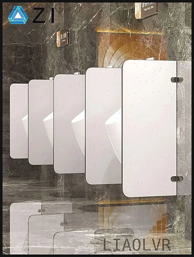 Перегородка для писсуара настенная 40x90 см МДФ серая металлическая фурнитура