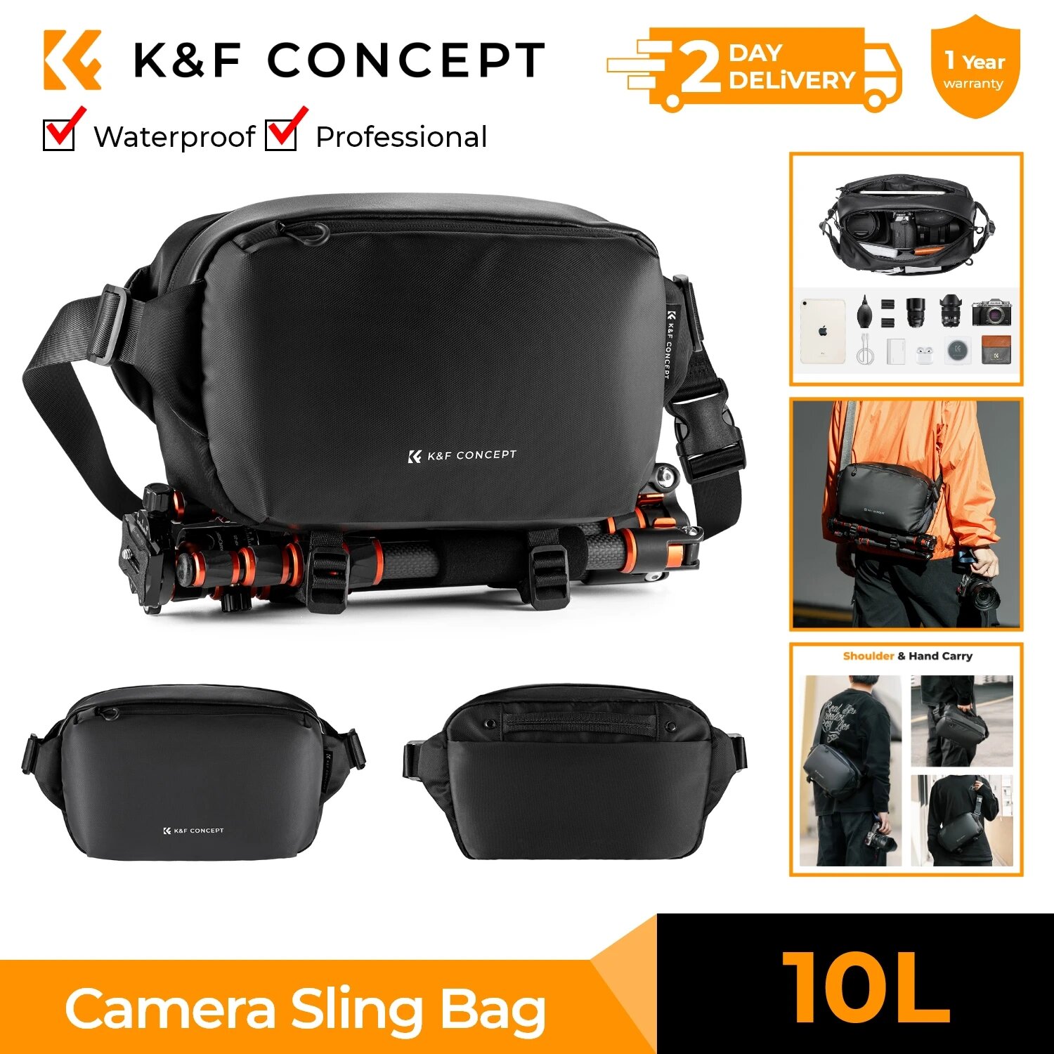 K&F CONCEPT сумка-слинг для камеры 12L/10L 10L Black