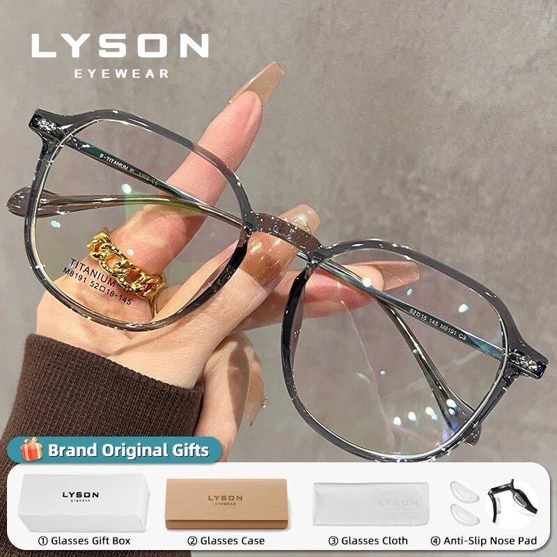 LYSON Женские геометрические очки TR90 для близорукости C2-Grey Silvery, +200