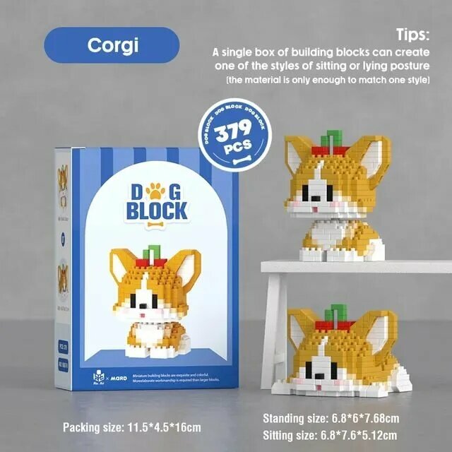 Конструктор 3D собака из миниблоков/развиваю щий конструктор для детей / Головоломка для взрослых и детей