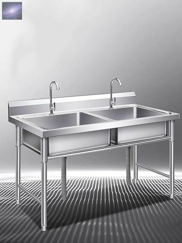 Мойка Кухни Из Нержавеющей Стали, Ванна Моечная Сварная Двухсекционная, 100x50x80cm