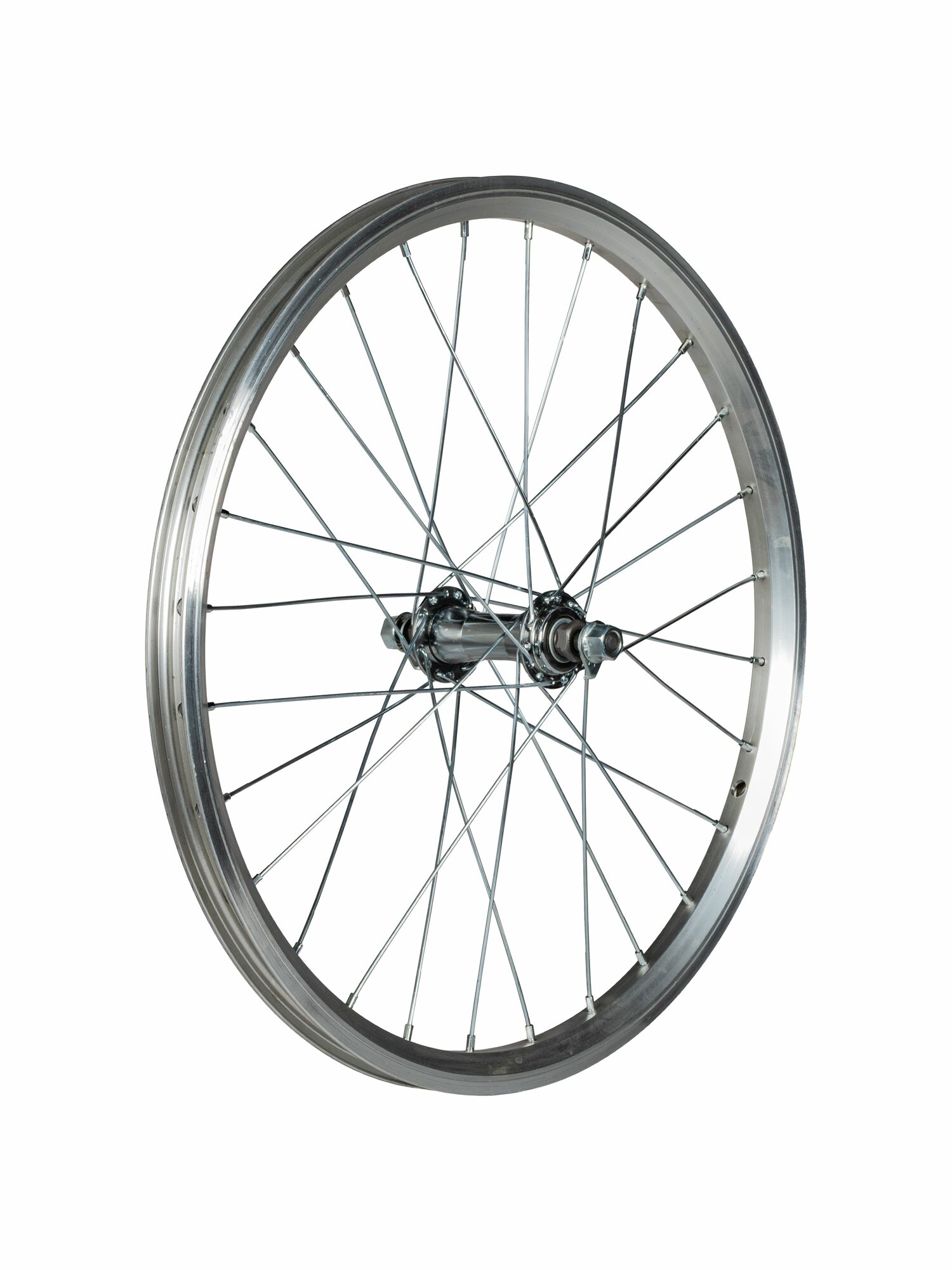 Колесо велосипедное 20 дюймов переднее в сборе VelRosso двойной алюминиевый обод втулка под гайку