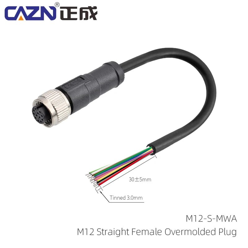 CAZN M12 разъем угловой 4-контактный IP67 6 Pin A-code, PVC 1meter, Straight Female