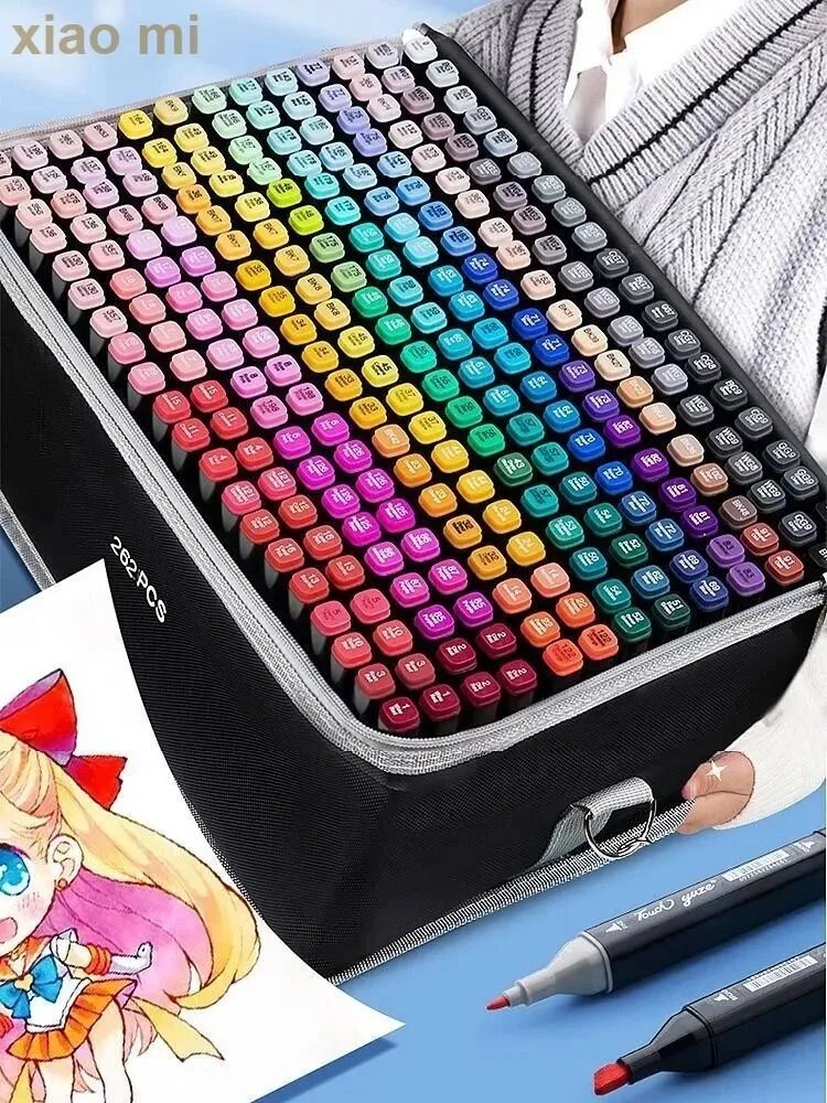 Набор маркеров Спиртовой для скетчинга, толщина 1.5 мм, 262 шт, скошенный наконечник