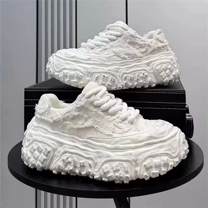 MOOCIE Летние модные универсальные спортивные повседневные туфли для подростков, джинсовые туфли на толстой подошве, визуально увеличивающие рост.