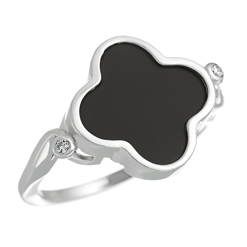 Кольцо, серебро, 925 проба, фианит, керамика