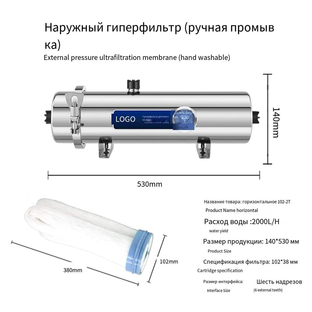 Система очистки воды под мойкой ультрафильтрационная с помпой 2000 л/ч