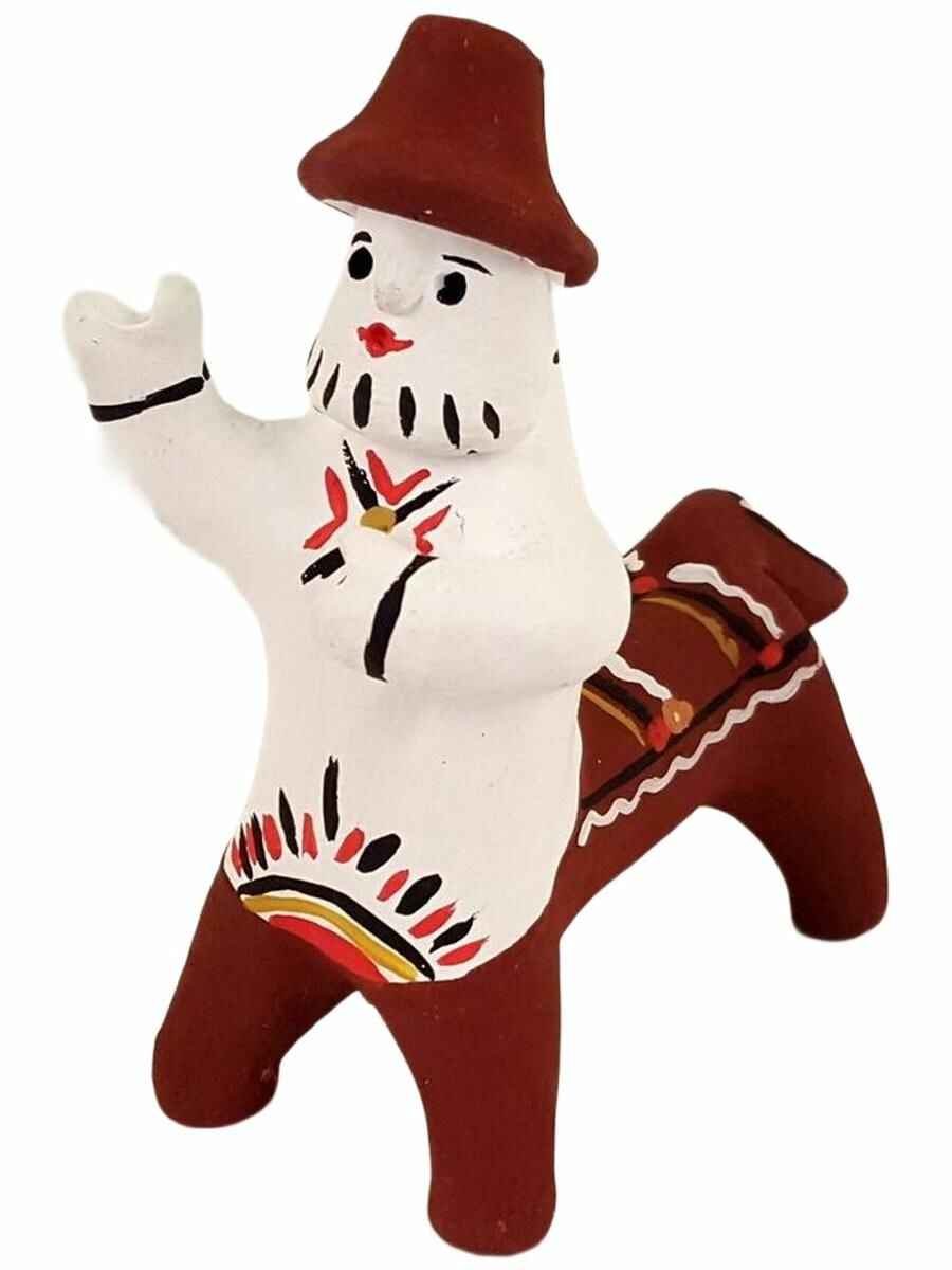 Полкан в белом кафтане (2), Каргопольская глиняная игрушка, ручная авторская работа