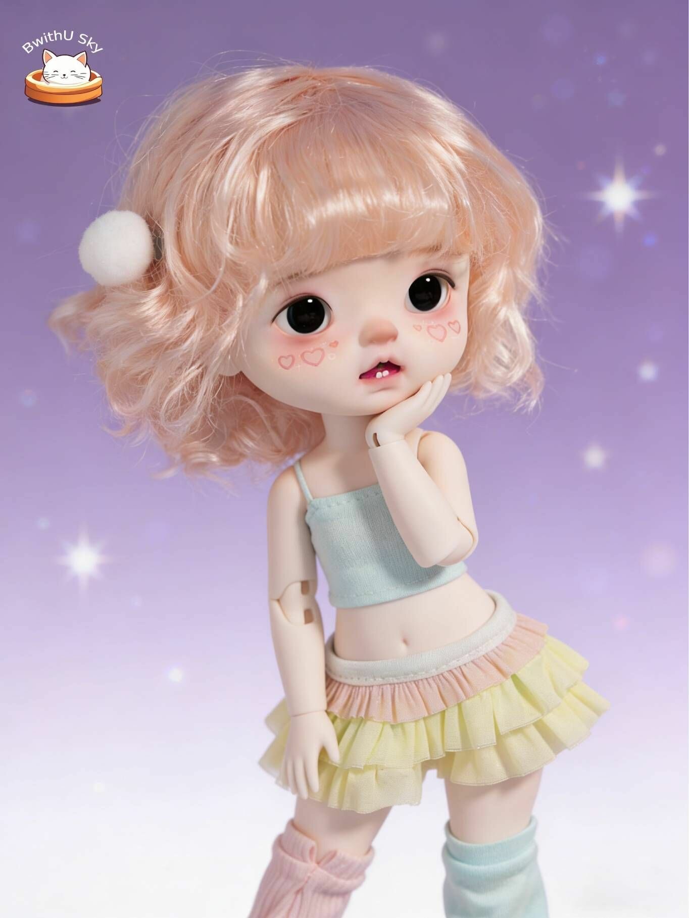 BwithUSky Thessa 1/6 BJD: Коллекционный пастельный наряд с рюшами Милый детский стиль